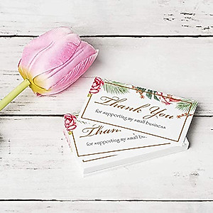 Thank You for Supporting My Small Business Cards (3.5 x 2 Inches - 100 Business Cards), Floral Thank You Note Cards for Online, Retail Store, Handmade Goods, Customer Package Inserts