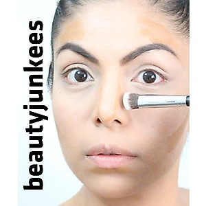 Kabuki Nose Contour Brush - Beauty Junkees Mini Flat Angle Contouring Makeup Brushes, Small Angled for Sculpting, Bronzer, Highlighter with Liquid Cream Powder Cosmetics, Dense, Vegan Synthetic