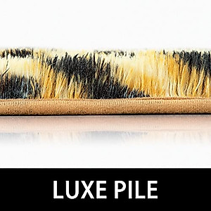 ECOBER Premium Fluffy Leopard Print Rug, Shaggy Leopard Rugs for Bedroom Living Room Kids Western Home, Soft Decorative Animal Printed Carpet, 4x6 Feet Khaki Black