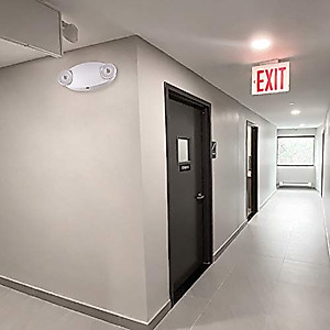 Sunlite 05269-SU Compact LED Emergency Light Fixture, 2 Watts, 120-277 Volt, Dual Heads, 90-Minute Battery Backup, Wall or Ceiling Mount, IP20, UL Listed, White