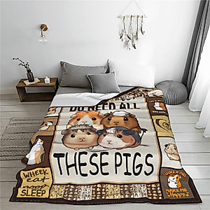 Guinea Pig Blanket Cute Guinea Pig Decor Throw Blankets Cozy Fleece Flannel Soft Warm Plush Lightweight Bedding Guinea Pig Stuff Gifts for Boys Girls Men Women Kids for Couch Sofa Bed 40"X50"