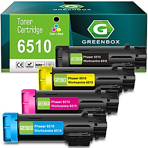 GREENBOX Remanufactured 6510 High-Yield Toner Cartridge Replacement for Xerox 6515 106R03480 106R03477 106R03478 106R03479 for Phaser 6510N 6510DN 6510DNI Printer (1 Black 1 Cyan 1 Magenta 1 Yellow)