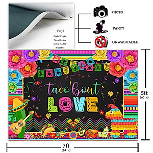 Avezano Taco Bout Love Backdrop Cactus Flower Wedding Photography Background Mexican Fiesta Themed Bridal Shower Bachelorette Party Banner Decoration Supplies (7x5ft)