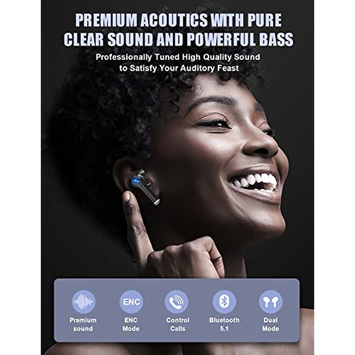 Ear Buds Noise Cancelling Wireless Earbuds Bluetooth 5.1 Headphones with 4 Microphone Stereo Deep Bass Air Buds 30H Playback LED Power Display in-Ear Earphones IPX6 Waterproof for iPhone&Android