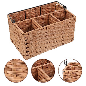 Zerodeko Utensil Basket Utensil Holder Cutlery Storage Basket Make up Iron Woven Basket Cutlery Holder Seagrass Baskets