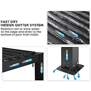 ONLYCTR Outdoor Louvered Pergola 10' × 10' Aluminum Large Pergola Patio Rainproof Pergola with Adjustable Roof, Black Gazebo for Outdoor Deck Garden Beach Patio (10' × 10', Black)