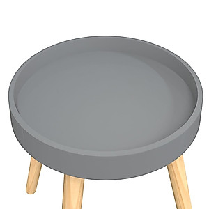 VRAXO Side Table Gray 15"x15"x15.7" Engineered Wood&Solid Wood Pine,End Tables-6.38lbs