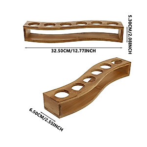 Espresso Measuring Cup Shot Glasses Serving Tray Wood: Rustic Wooden Shot Glass Holder for Drinking Serving Display Storage Restaurant Bar Party Beige 6 Slot Soju Glass
