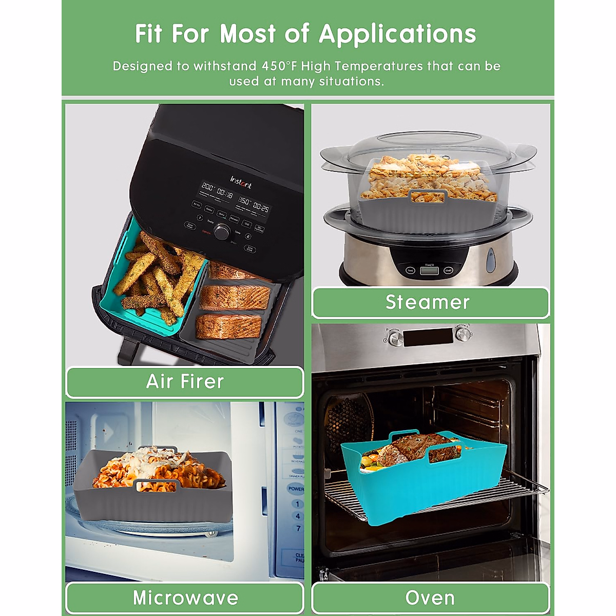 Air Fryer Silicone Liners, Reusable Air Fryer Liners for Ninja Foodi DZ201/DZ401, 8.5Inch Extra Large Air Fryer Liners, Food-Grade BPA Free, Oven Air fryer Accessories (2 PACK)