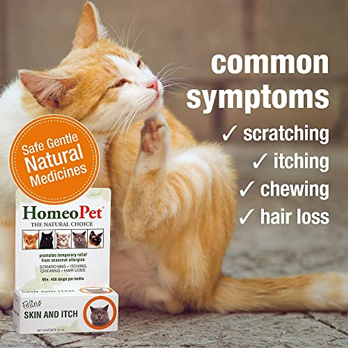 HomeoPet Feline Skin and Itch, Coat and Skin Support for Cats, 15 Milliliters