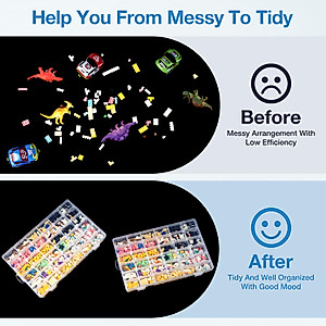 Benbilry 36 Grids Clear Plastic Organizer Box with Adjustable Dividers, 36 Compartment Organizer Clear Storage Container for Bead Organizer, Fishing Tackles, Felt Board and Jewelry Storage