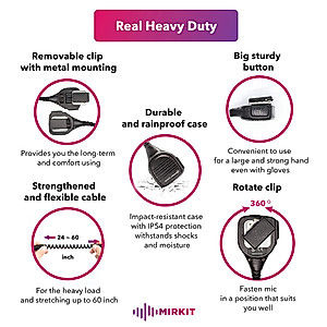 MIRKIT Heavy Duty Speaker Mic Compatible with Baofeng UV-5R, BF-F8HP, UV-82, UV-82HP. Push to Talk Microphone & Lanyard Ham Radio Operator. Radio Shoulder Mic ​Can be Used as Police Radio Mic