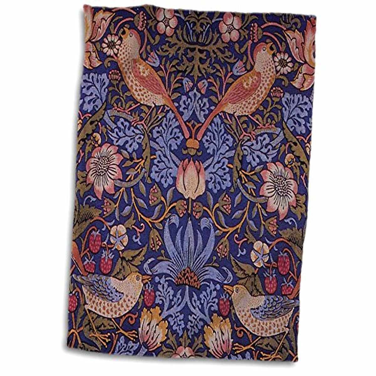 3D Rose Image of William Morris Strawberry Thief with Birds Hand Towel, 15" x 22"