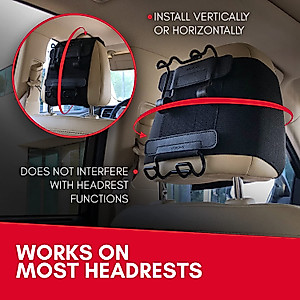 Macally Tablet Holder for Car Headrest for Happy Kids - (Upgraded) iPad Car Holder Back Seat Mount Strap - Rear Facing Head Rest iPad Holder for Car Backseat with Adjustable Case Angles