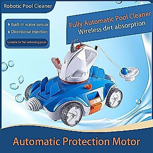 Cordless Robotic Pool Cleaner,Automatic Pool Robot Vacuum with Max 90 Mins Working Time, Self-Parking,Robotic Swimming Pool Cleaner for Above Ground Swimming Pools