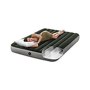 Intex 64779E Dura-Beam Standard Prestige Air Mattress: Fiber-Tech – Queen Size – Hand-Held Battery Pump – 10in Bed Height – 600lb Weight Capacity