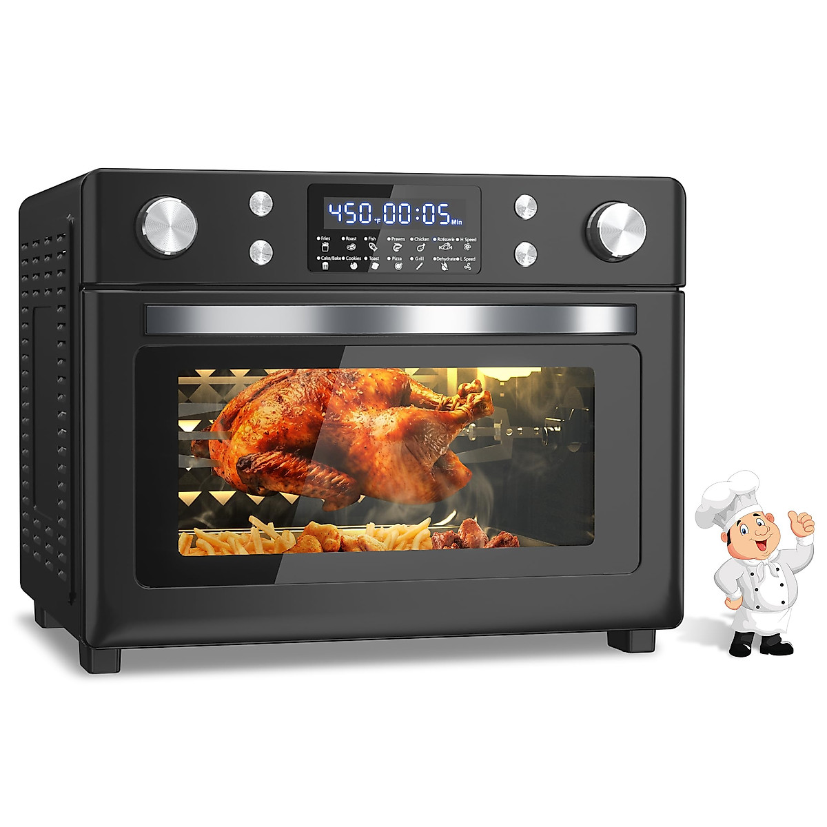 LifePlus Convection Toaster Oven Combo, 32Qt Large Oven Countertop 12-In-1, Stainless Steel with Toast Bake and Broil, 6 Slice Toast, 12'' Pizza, 1700 Watts