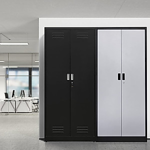 YEEZER Metal Storage Cabinet, Steel Lockable Garage Cabinet, with 2 Doors and 4 Adjustable Shelves. 71" Locking Storage Cabinet for Home, Office, Garage, Gym, School