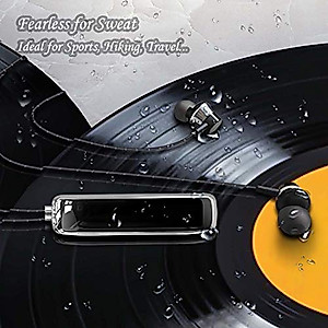 HUAHAT HuaHat TWS Bluetooth Earphone V5.0 Headset Necklace Design Two Magnetic Connection 9D Surrounding Selfie Control (D14, Black)