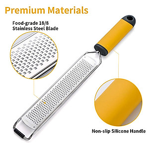 Upgraded Cheese Grater Lemon Zester Tool for Kitchen, Aisoso Premium Stainless Steel Blade Apply to Parmesan Cheese, Ginger, Garlic, Nutmeg, Citrus, Coconut, Chocolate