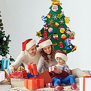 Felt Christmas Tree for Kids Wall -3D DIY Wall Christmas Tree Set with 34 Pieces of Christmas Ornament Decor, Wall Hanging Toddler Christmas Tree Decorations