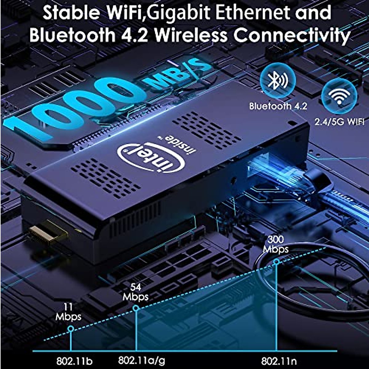ALADAWN PC Stick Windows 11 Pro,Mini PC Stick Intel Celeron N4020(Up to 2.8GHz),Portable Computer 8GB DDR4 256GB SSD Support M.2 SATA 3,Gigabit Ethernet,WiFi,BT 4.2,USB 3.0