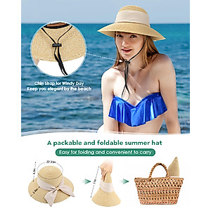 UWILL Cute Sun Hat Womens Wide Brim Foldable Straw Hats Beach Sun Hats for Women Floppy Summer Hats UPF 50+ (as1, Alpha, m, l, Beige) 1