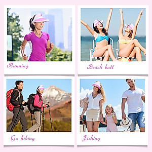 Jeyiour 12 Pcs Transparent Sun Visor PVC UV Protection Poker Visor Beach for Women Outdoor Sports Football Party(Pink)