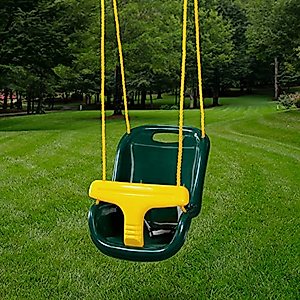 Gorilla Playsets 04-0032-G High Back Plastic Infant Swing with Yellow T Bar & Rope, Green