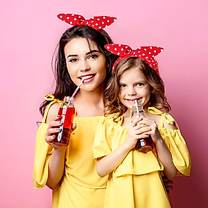 WILLBOND Christmas Parent Baby Girl Turban Headband 2 Pieces Girl Red Black Plaid Headbands with Bow for Mom Baby