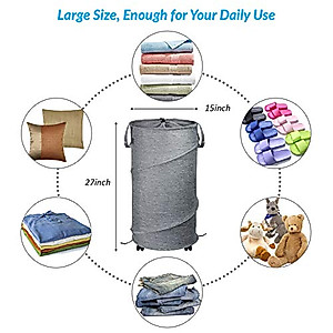 Laundry Hamper with Wheels, Collapsible 77L Large Laundry Baskets with Handle, Fabric Foldable Tall Dirty Clothes Bag Storage Organizer Washing Bin for Laundry, Bedroom, Bathroom, College Dorm Hamper