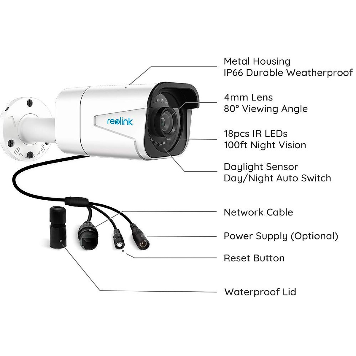 REOLINK 4K Security Camera Outdoor System, Surveillance IP PoE Camera with Human/Vehicle Detection, 100Ft 8MP IR Night Vision, Work with Smart Home, Up to 256GB microSD Card, RLC-810A-Renewed
