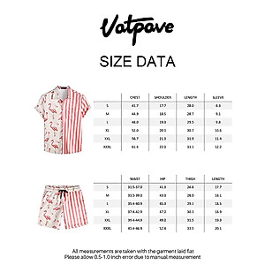 VATPAVE Mens Flamingo Hawaiian Sets Casual Short Sleeve Button Down Shirts Beach Outfits Large Pink Flamingo Shirt and Shorts