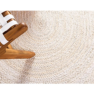 Unique Loom Braided Jute Collection Hand Woven Natural Fibers Ivory Round Rug (3' 3 x 3' 3)