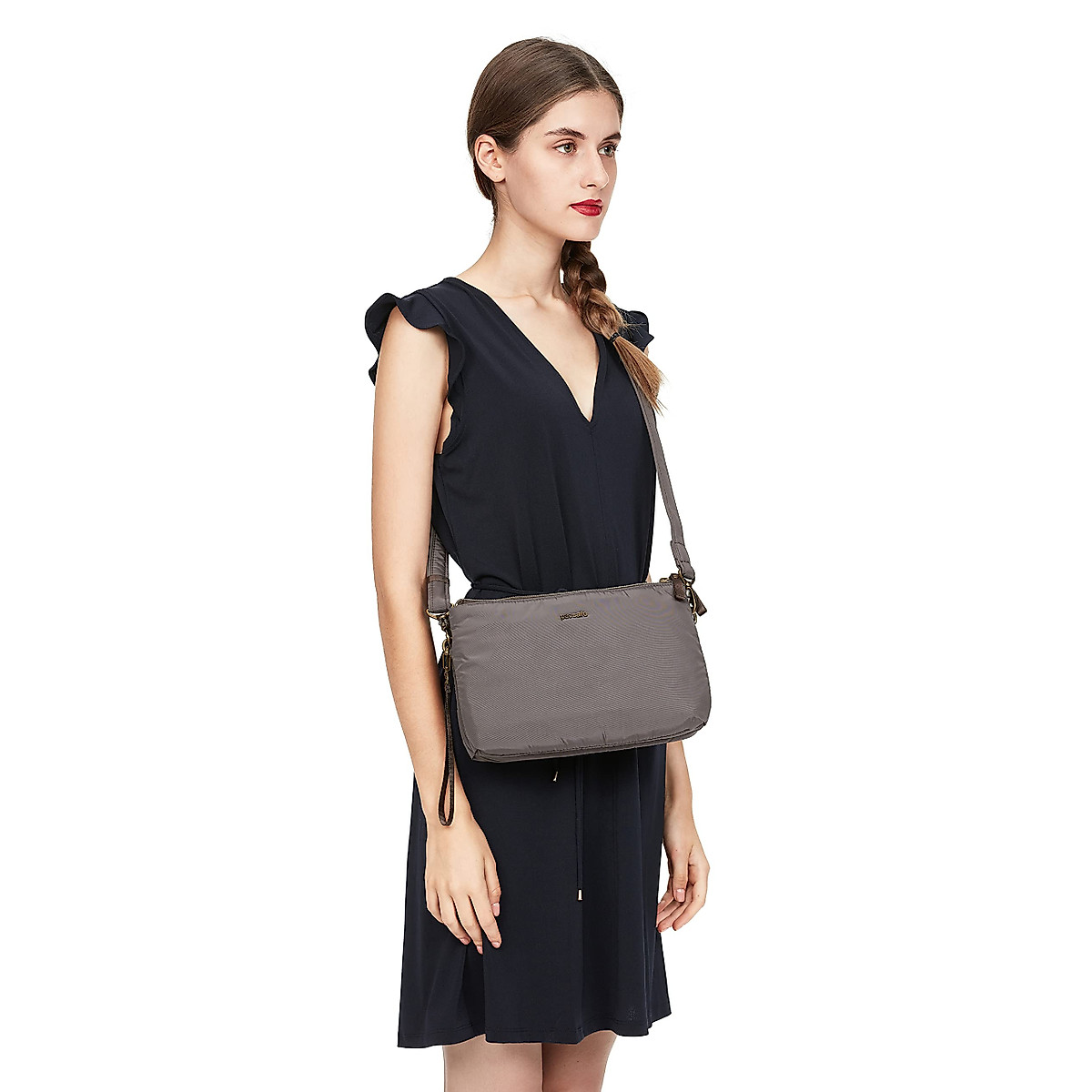 Pacsafe Stylesafe 4L Anti Theft Double Zip Crossbody Bag, Black