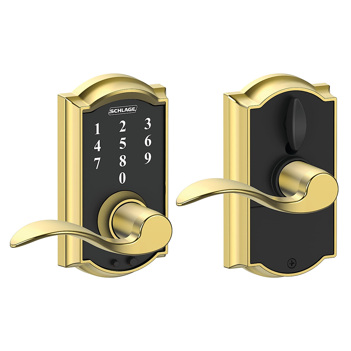SCHLAGE Touch Camelot Lock with Accent Lever (Bright Brass) FE695 CAM 605 ACC