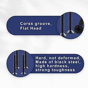 Juasky 240pcs #4#6#8#10 Black Wood Self Tapping Screws, 7 Sizes Bugle Head Metal Screw Set, Long Screw Assortment Kit with Organizer for Drywall,Wood, Deck, Cabinet