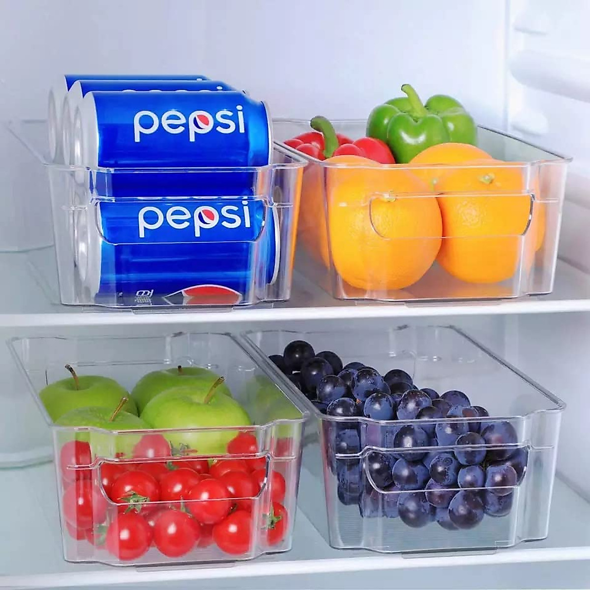 JS HomeDesign - Fridge Organizer, Pantry Organizing and Clear Storage Bins, Cabinet Organizing with Handles