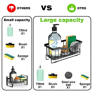 Maifan Kitchen Sink Caddy Sink Organizer, Sponge Caddy Holder for Kitchen Sink, Stainless Steel Rustproof Dish Kitchen Caddy Brush Holder with Drain Tray for Kitchen Countertop Storage Gadgets