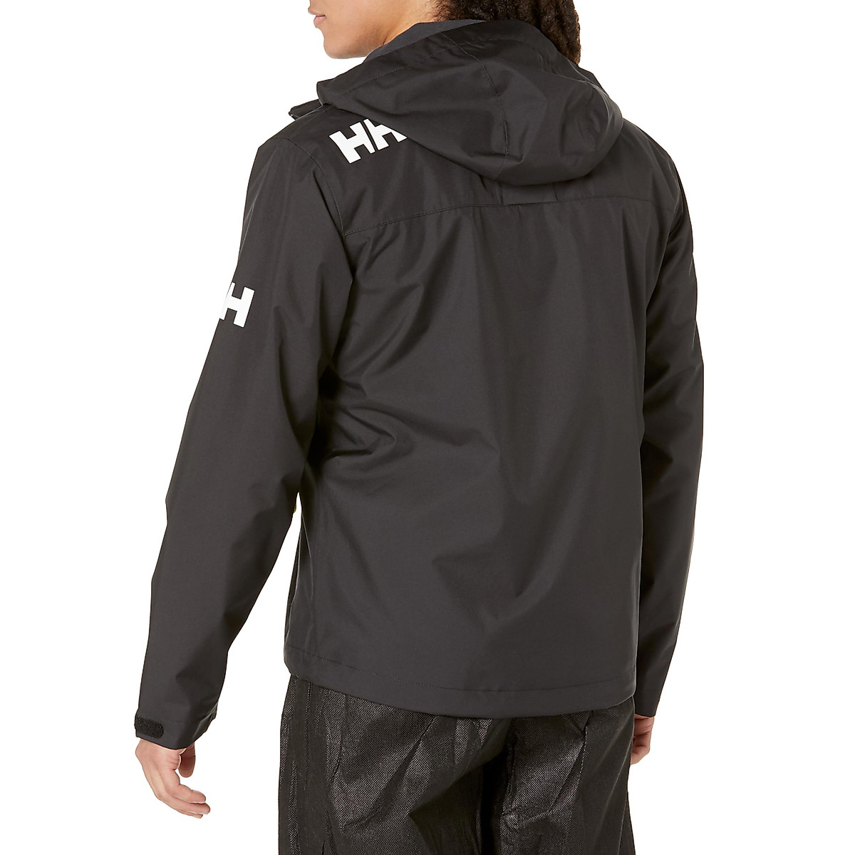 Helly Hansen Men's Crew Hooded Midlayer Fleece Lined Waterproof Raincoat Jacket, 990 Black, Large
