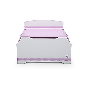 Delta Children Jack & Jill Deluxe Toy Box with Book Rack, Pink/White