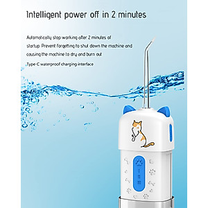 Fumzen Cordless Water Flosser Dental Care for Pets Portable Water Teeth Cleaner for Dogs Oral Irrigator with 3 Modes 2 Jet Tips IPX7 Waterproof Pets Cats Dogs Teeth Cleaning (Blue)