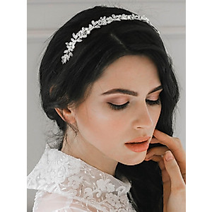 SWEETV Crystal Hair Vine and Headpiece - Bridal Hair Accessories for Women and Girls, Silver