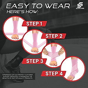 Sleeve Stars Ankle Brace for Sprained Ankle, Plantar Fasciitis Relief Ankle Support for Men and Women, Ankle Compression Sleeve w/ Strap (Single/Baby Pink)