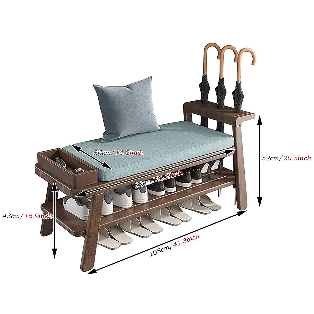 WYBB Ottoman Foot Stool Industrial Storage Ottoman Bench, Key Umbrella Slippers Sports Shoes Storage Change Shoes Stool, Stable Waterproof Footstools with Memory Foam