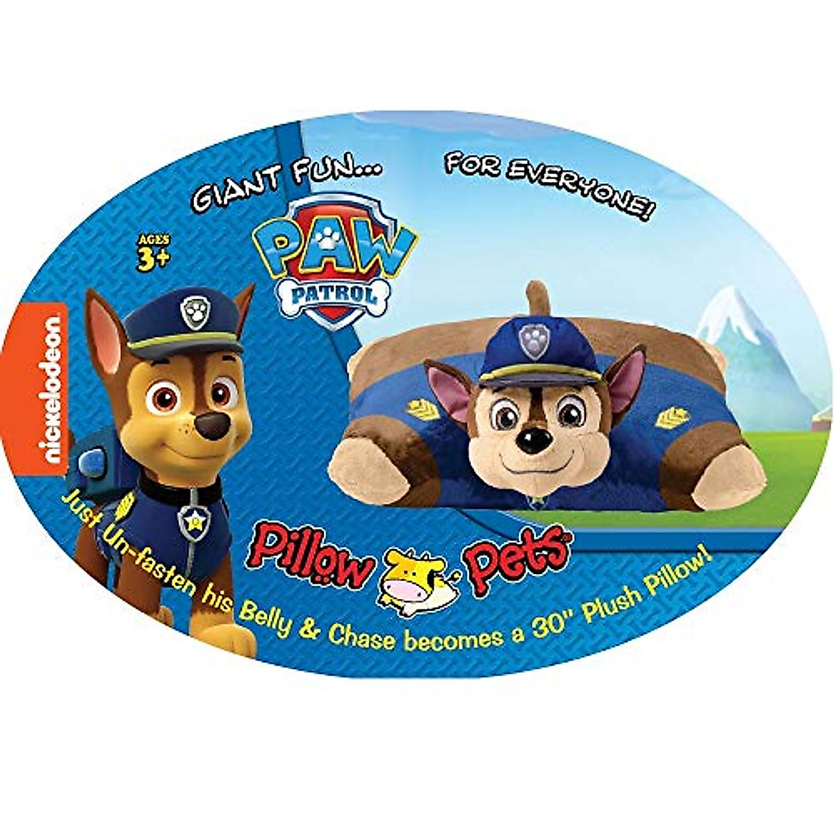 Pillow Pets Jumboz Pillow for Paw Patrol, Chase, 30" Jumbo Folding Plush Pillow, 1 Count (Pack of 1)