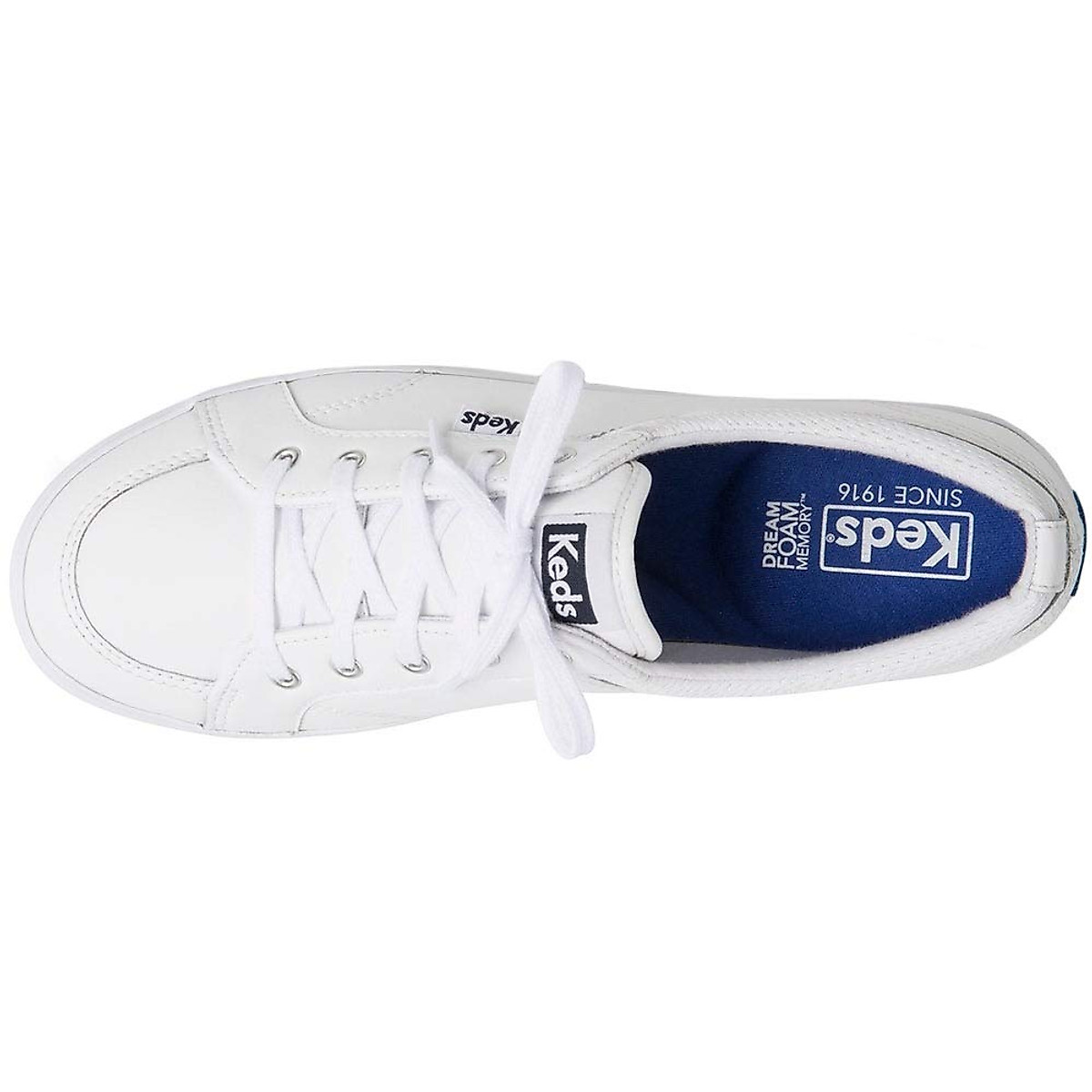 Keds Center Lace Up, Sneaker Womens, White Leather, 7.5 Medium