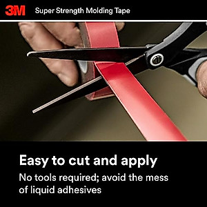 3M Super-Strength Molding Tape, 1/2 in x 15 ft, High Strength Double-Sided Adhesive, Permanently Attaches Side Moldings, Trim and Emblems to Interior and Exterior of Vehicles (03614)