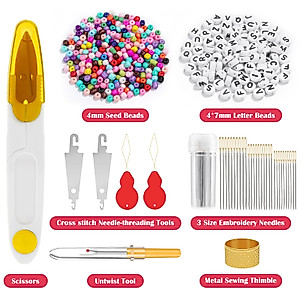 PAXCOO 488Pcs String Bracelet Making Kit, Friendship Bracelet String Kit with 50 Skeins Embroidery Floss Cross Stitch Thread, 400Pcs Friendship Bracelet Beads, 37Pcs Embroidery Tools