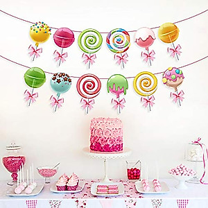 Candy Banner,Candy Garland Birthday Banner,Candy Party Decorations,Lollipop Bunting Banner for Girls ,Candy Birthday Party,Baby Shower ,Wedding Bridal Shower Home Classroom Supplies